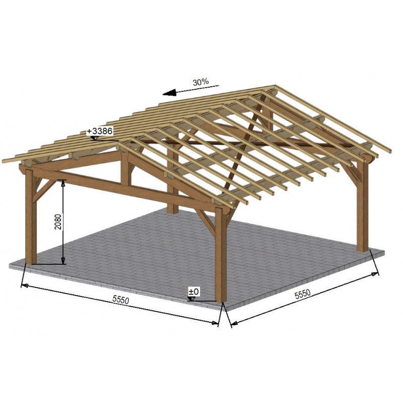 Abri de Voiture Bois en Kit - Grande Surface - KitAbris.fr